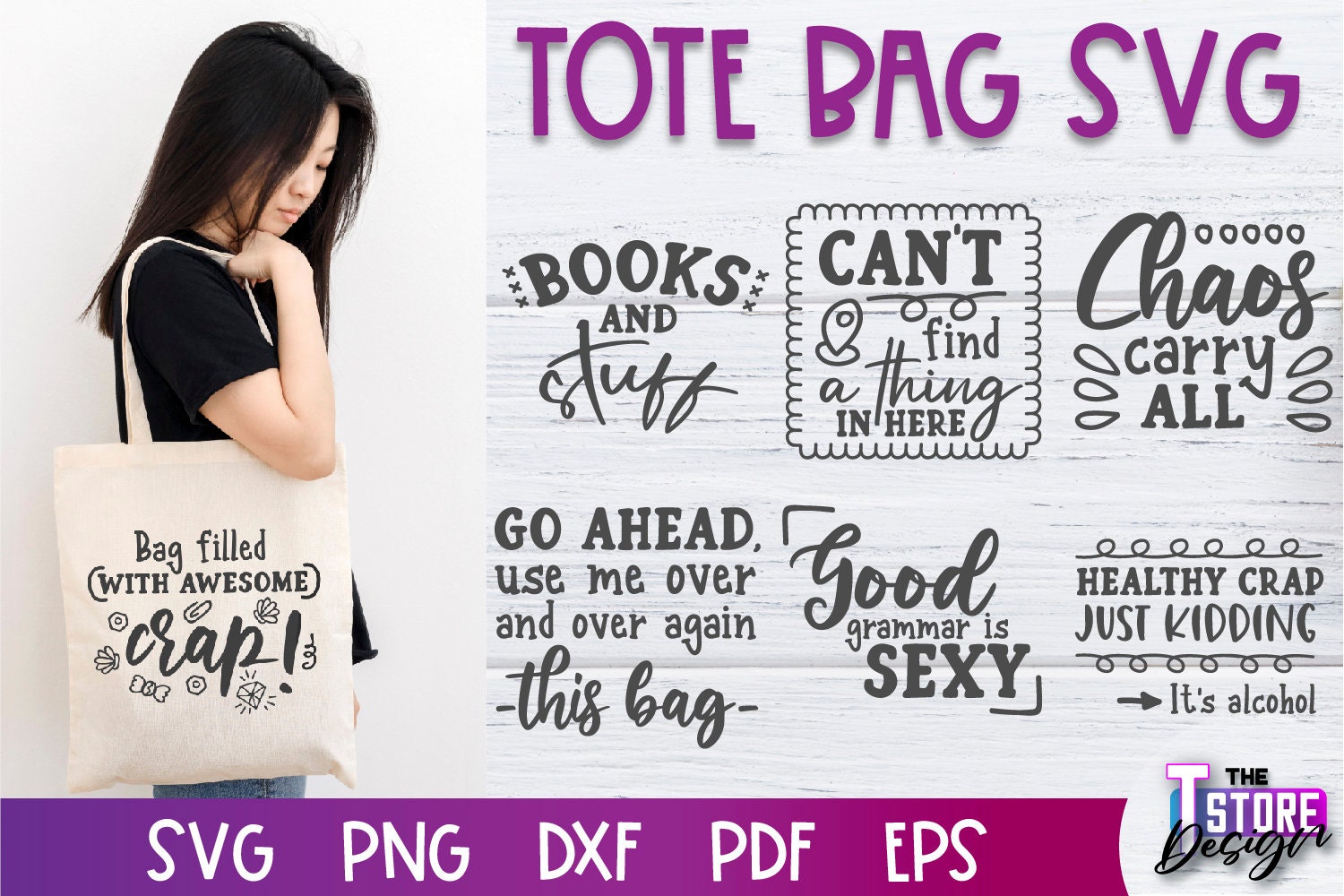 Tote Bag SVG Bundle Shopping Bag Design SVG Design - Etsy UK