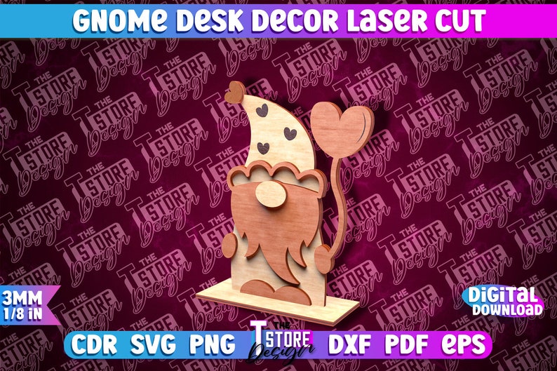 Gnome Desk Decor Laser Cut | Gnome SVG Design | Laser Gnome Stand SVG ...