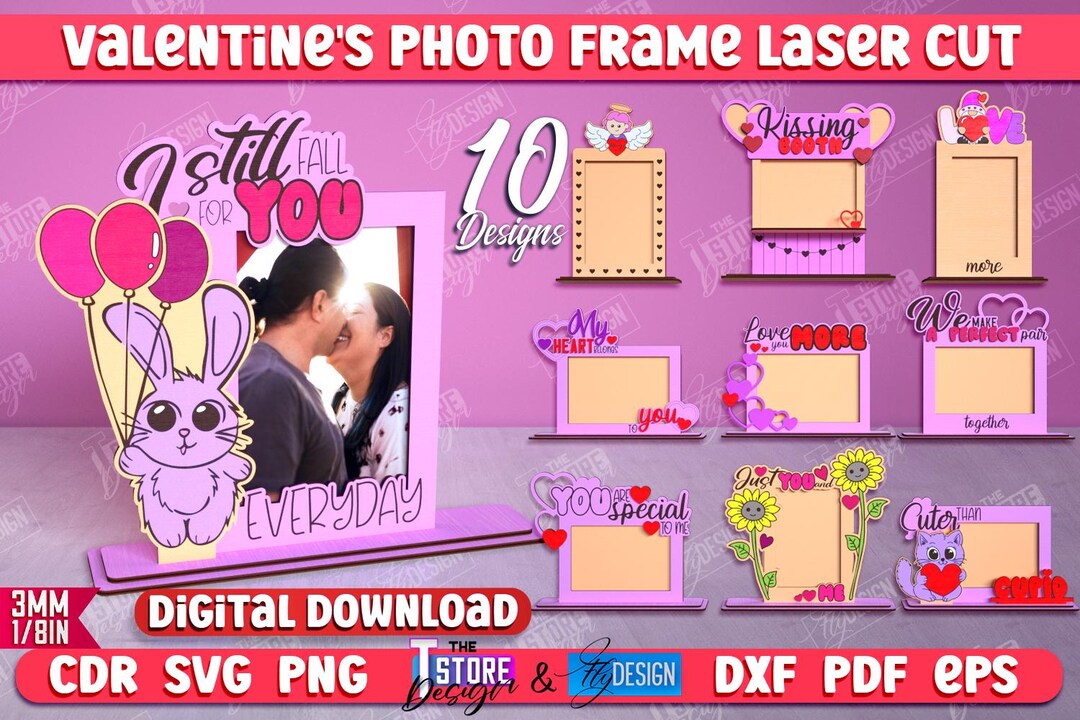 3D Valentine's Day Frames Bundle, Valentine Couple Picture Frame Laser ...