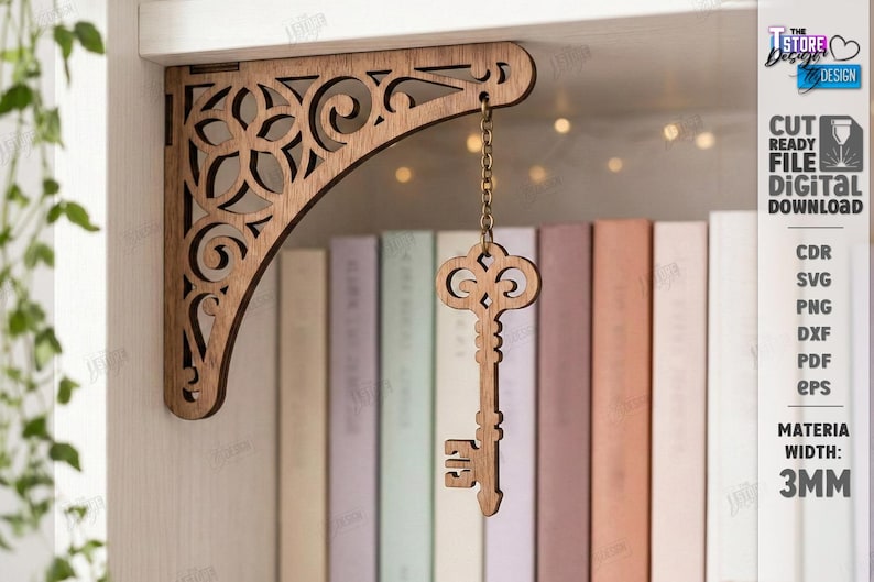 Wooden Bookshelf Corner Bracket SVG - Decorative Shelf Support Laser ...