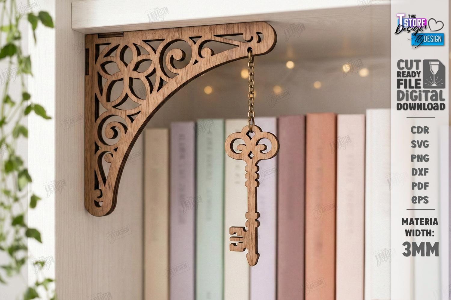 Wooden Bookshelf Corner Bracket SVG - Decorative Shelf Support Laser ...