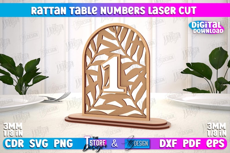 Rattan Wedding Table Numbers for Laser Cut, Rattan Table Numbers ...