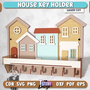 House Key Holder Laser Cut Bundle, House Shaped Key Hangers, Keychain ...