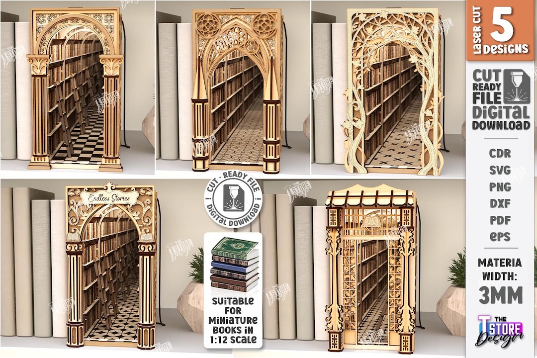 Book Nook Laser Cut - Library Booknook With Infinity Mirror Effect ...