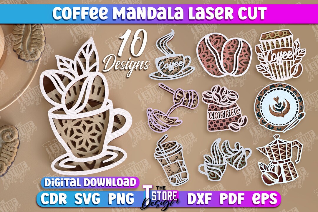 Coffee Mandala Lasercut, 3D Mandala Wall Art, Laser Cut Wood Art ...