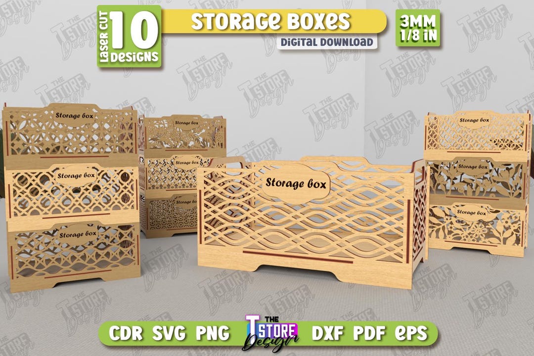 Laser Cut Storage Boxes Bundle, Laser Cut Box, Storage Boxes Files, 3D ...