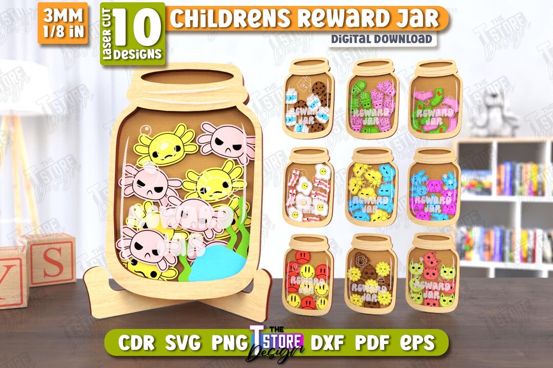 Children's Reward Jar With Tokens Laser Cut, Kids Classroom Reward Jars ...
