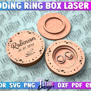 Wedding Ring Box Laser Cut SVG Bundle | Wedding Ring Holder SVG Design ...
