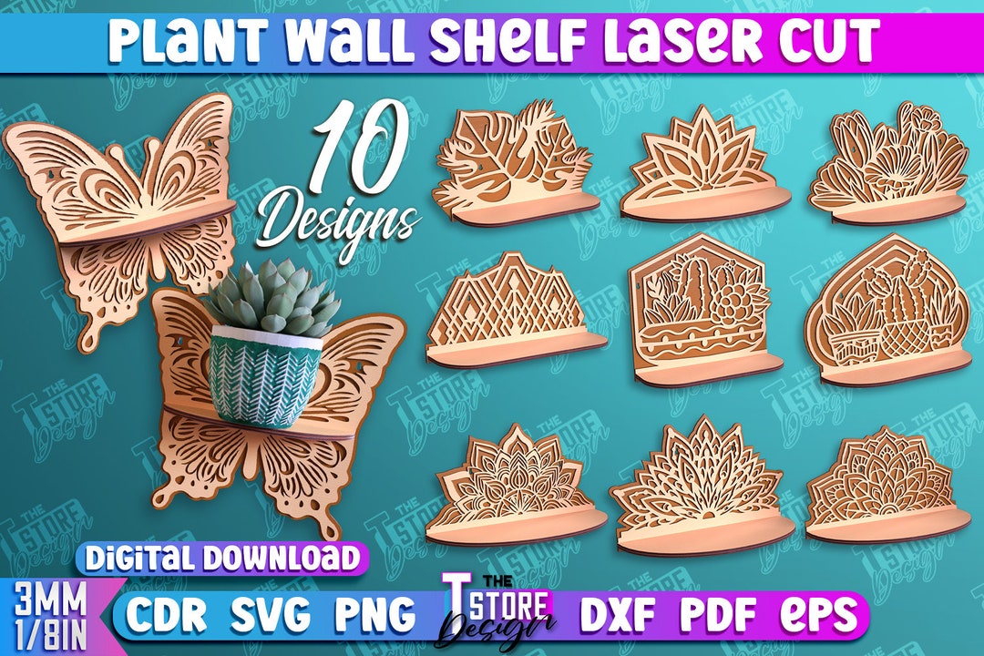Plant Shelf Lasercut | 3d Flower Pot Holder Laser Cut | Plant Pot ...