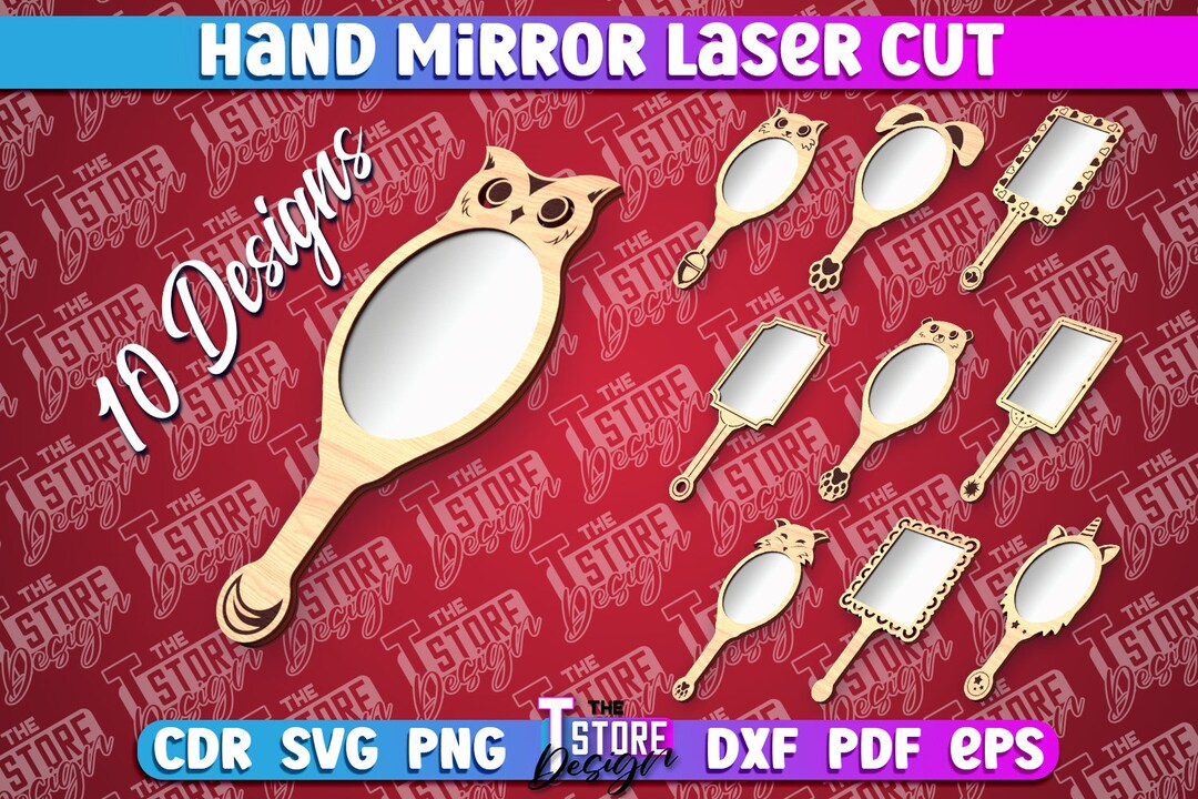 Hand Mirror Laser Cut | Wooden Hand Mirror With Handle| Laser Cut ...