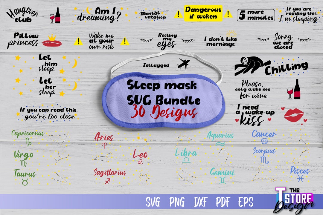 Sleep Mask SVG | Mask SVG | Funny Sleep Mask Quotes V.2 - Etsy