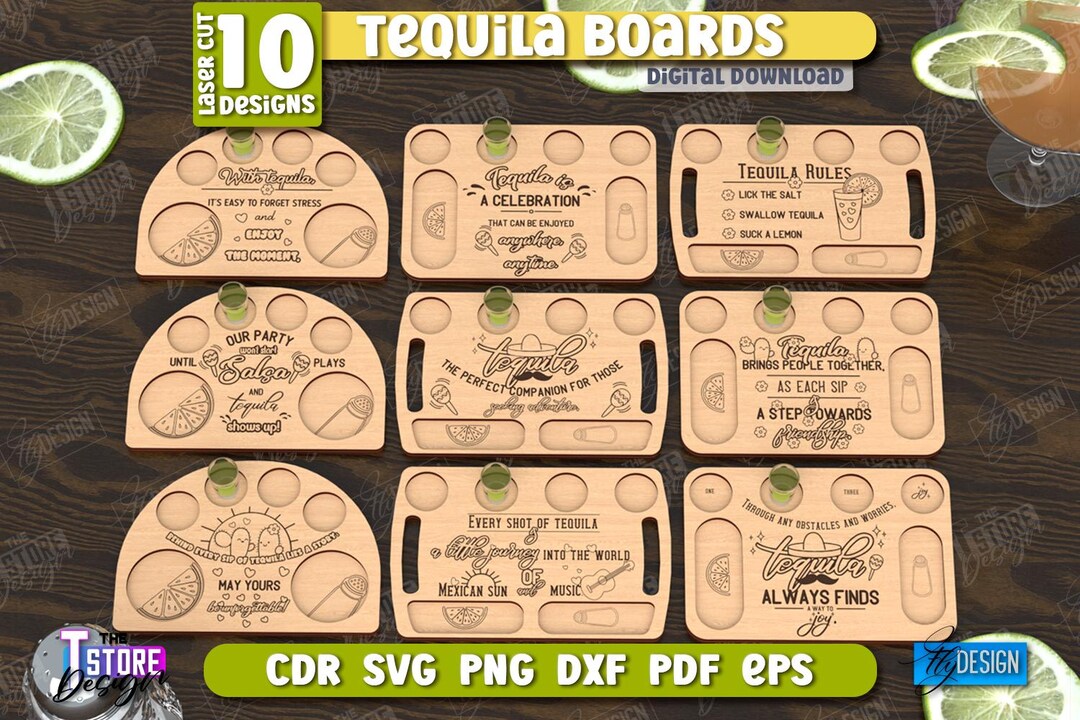 Tequila Shot Boards Laser Cut Bundle, Tequila Shot Tray, Tequila Flight ...