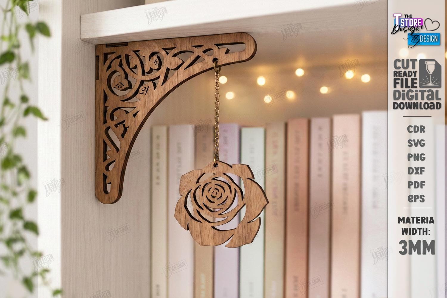Wooden Bookshelf Corner Bracket SVG - Decorative Shelf Support Laser ...