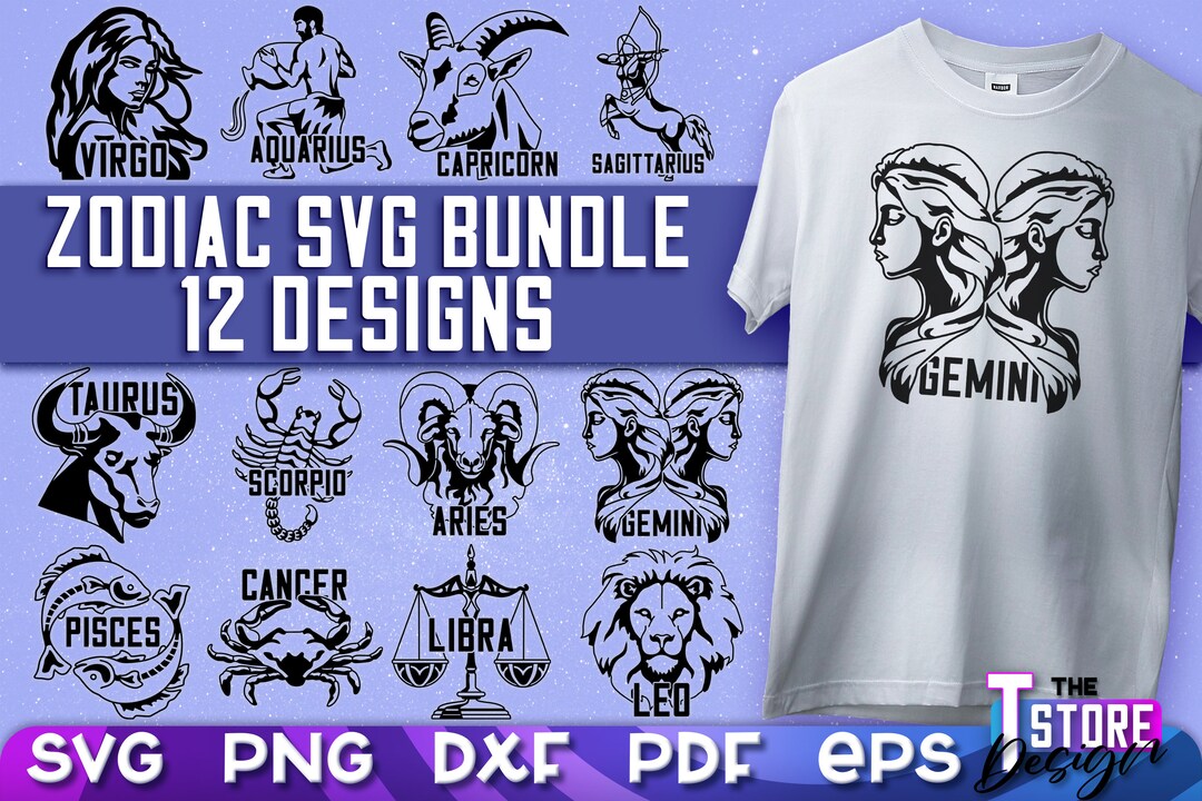 Zodiac SVG Bundle Astrology Signs SVG Zodiac SVG Design - Etsy