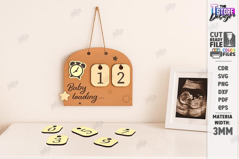 3d Pregnancy Baby Weeks Countdown Laser Cut Bundle, Wooden Baby ...