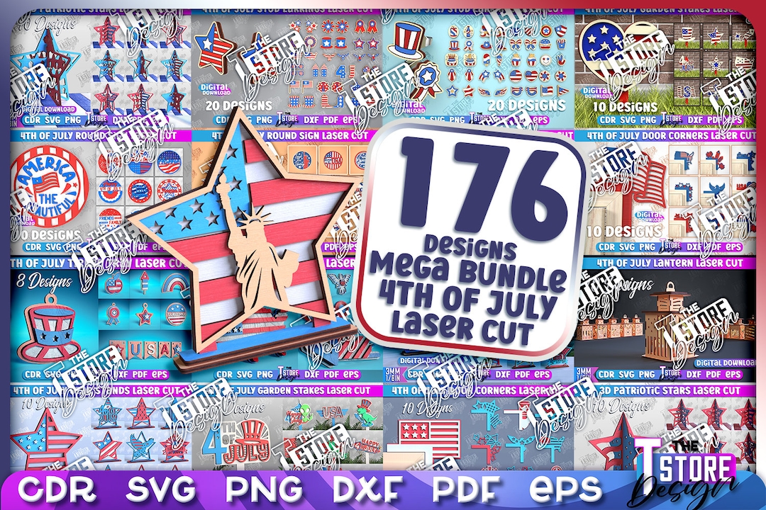 4th of July Mega Bundle, Independence Day SVG, 4th of July Lasercut ...