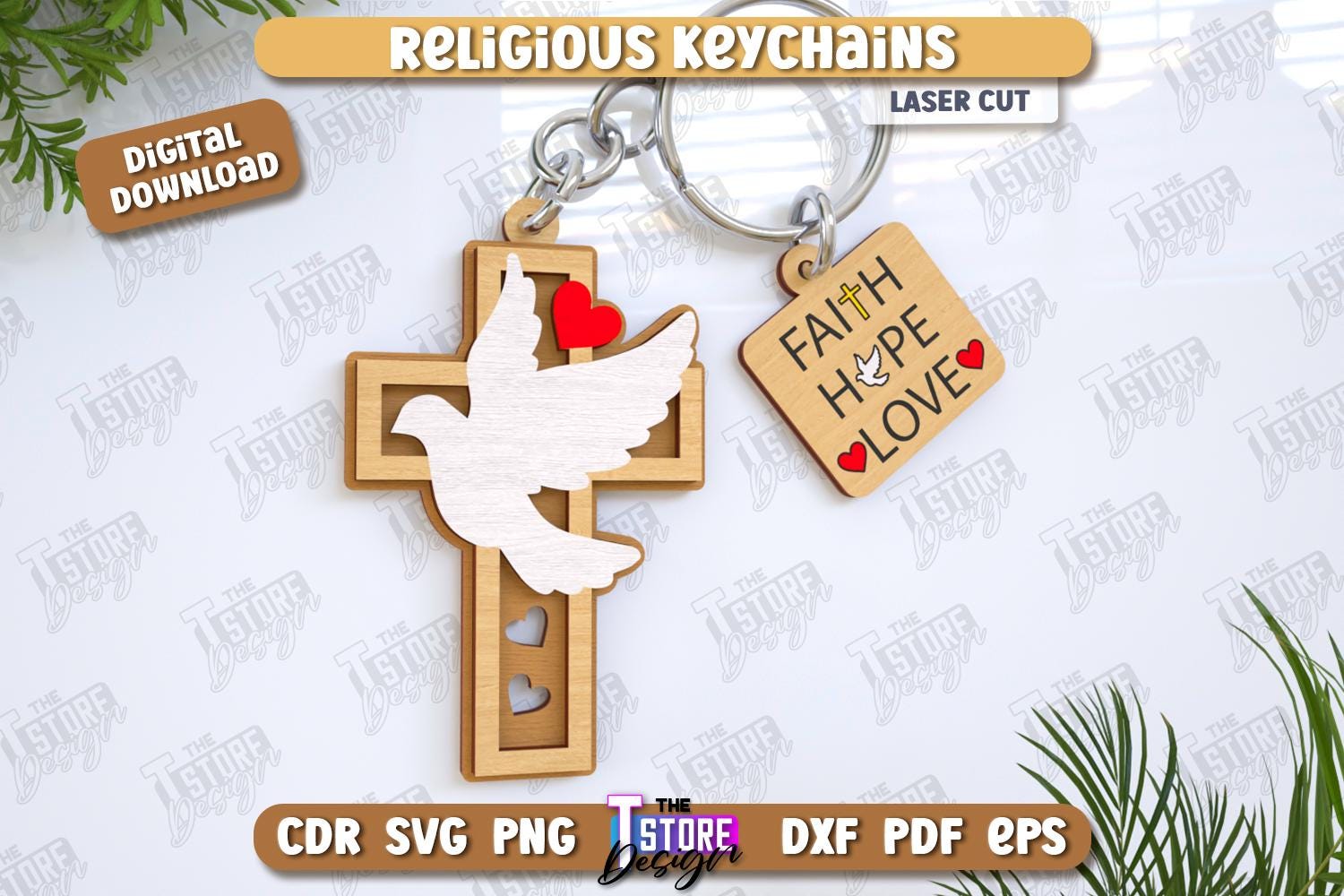 Religious Keychains Laser Cut Bundle, Christian Cross Keychains ...