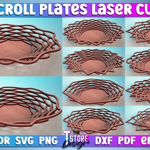 Scroll Plates Laser Cut SVG Bundle | Scroll Plates SVG Design | Laser ...