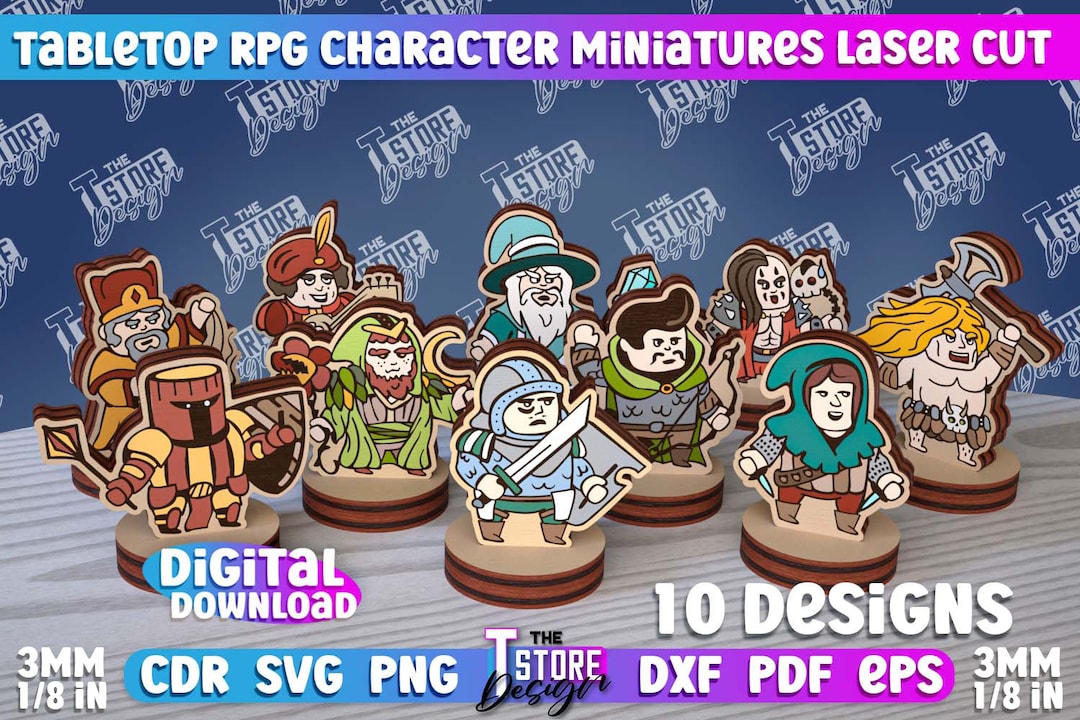 Tabletop Rpg Character Miniatures Lasecut | Miniature Starter Kit ...