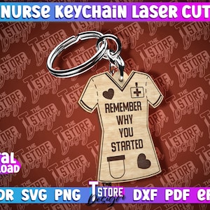 Nurse Keychain Laser Bundle | Nurse Design Laser Cut | Wooden Doctor ...