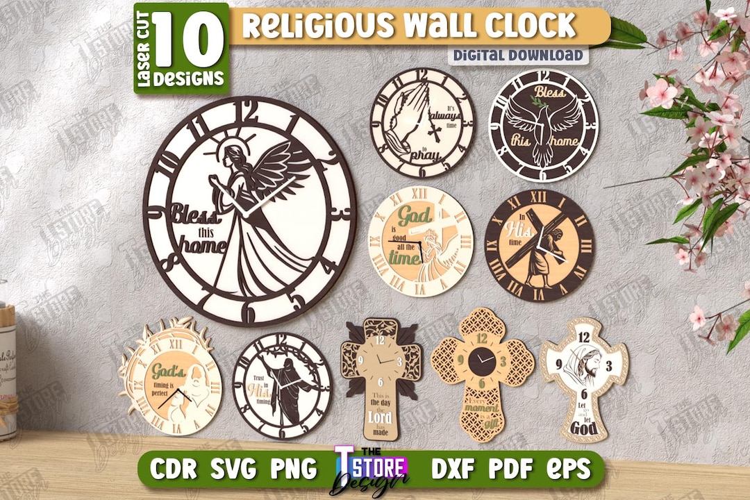 3d Religious Clock Laser Cut Bundle, Jesus Wall Clock Svg, Bible Quotes ...