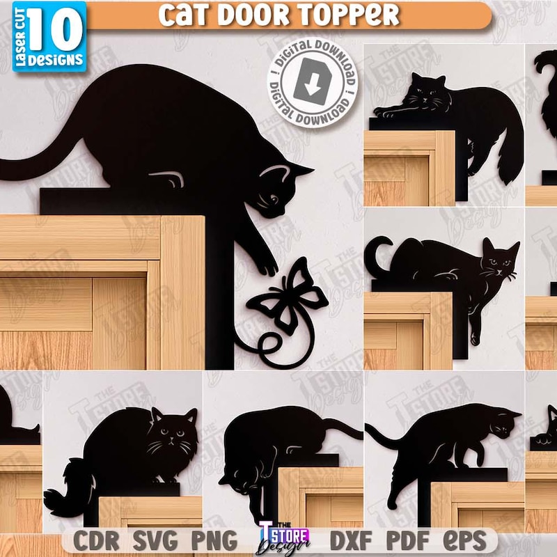 Laser Cut Door Hanger Cats - Etsy