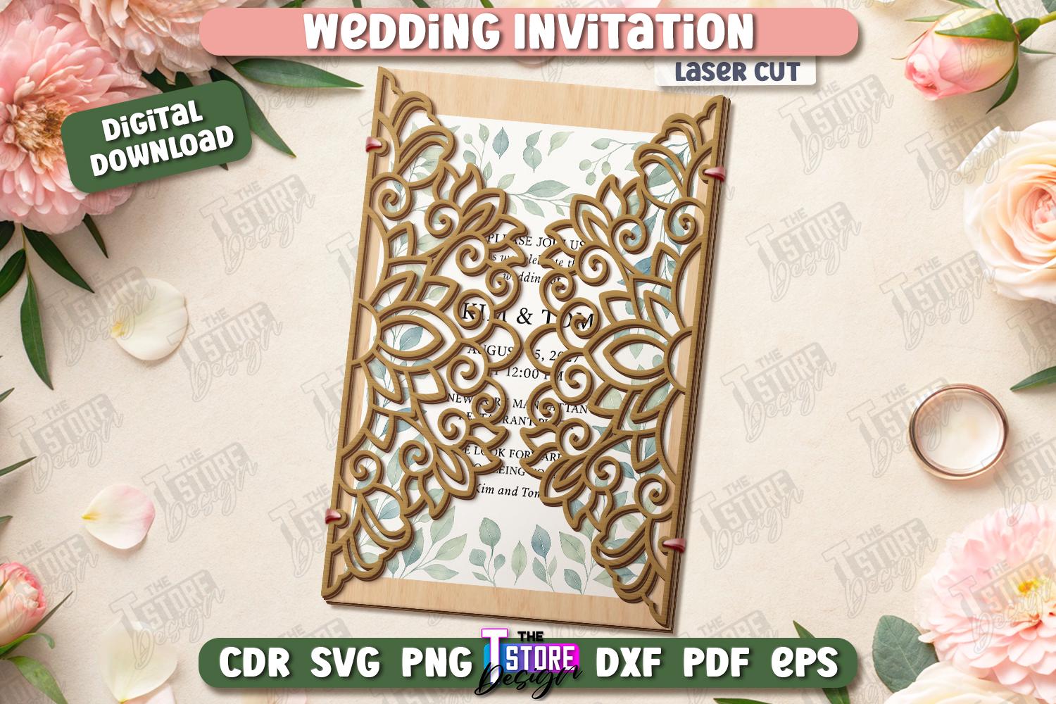 Wedding Invitation Laser Cut Bundle, 3D Wooden Wedding Invitation ...