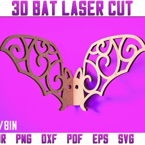 3D Bat Laser Cut SVG Bundle | Halloween Bat Laser Cut SVG Design | CNC ...