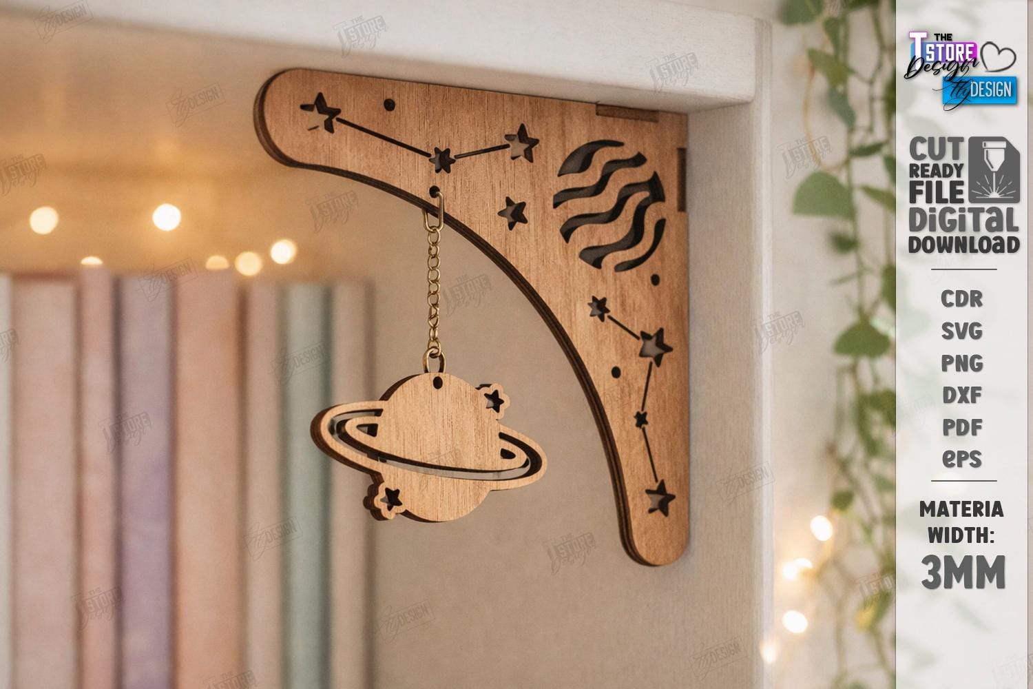 Wooden Bookshelf Corner Bracket SVG - Decorative Shelf Support Laser ...