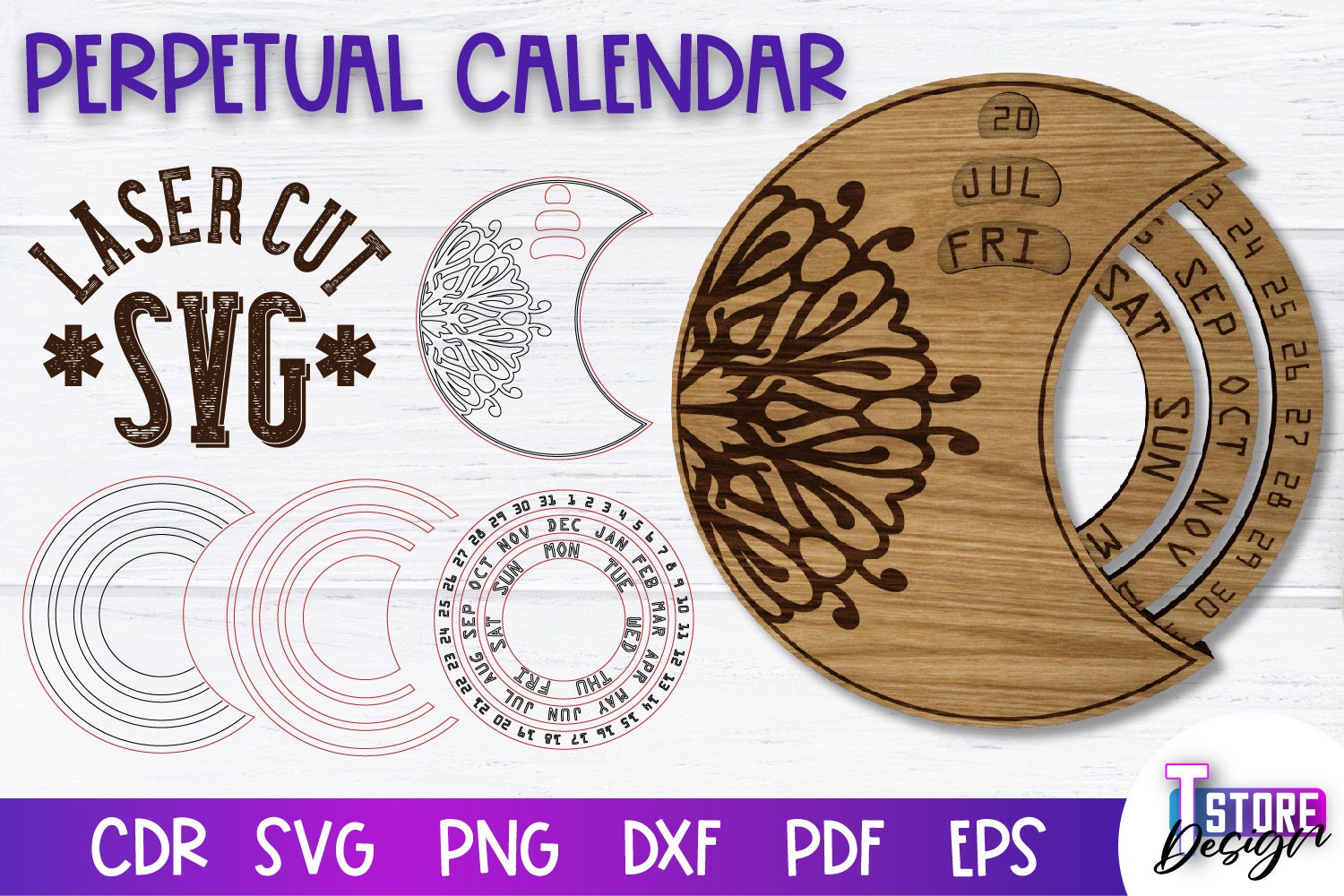 Perpetual Calendar Laser Cut SVG Bundle | Calendar SVG Design | CNC ...
