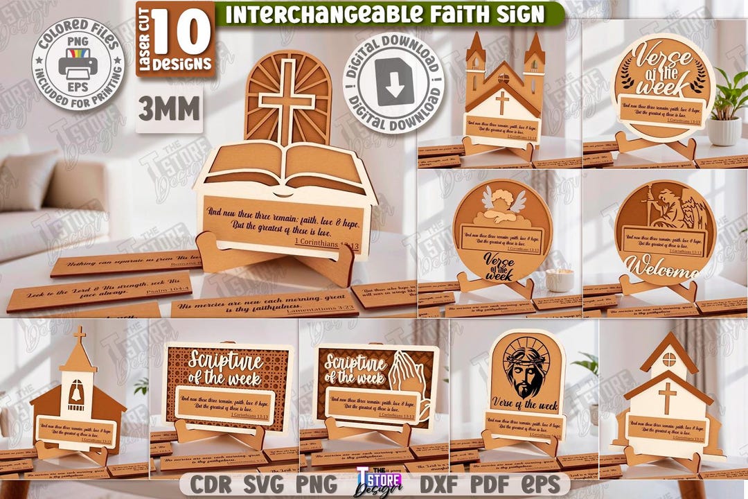 3d Interchangeable Faith Welcome Signs Laser Cut Bundle, Christian ...