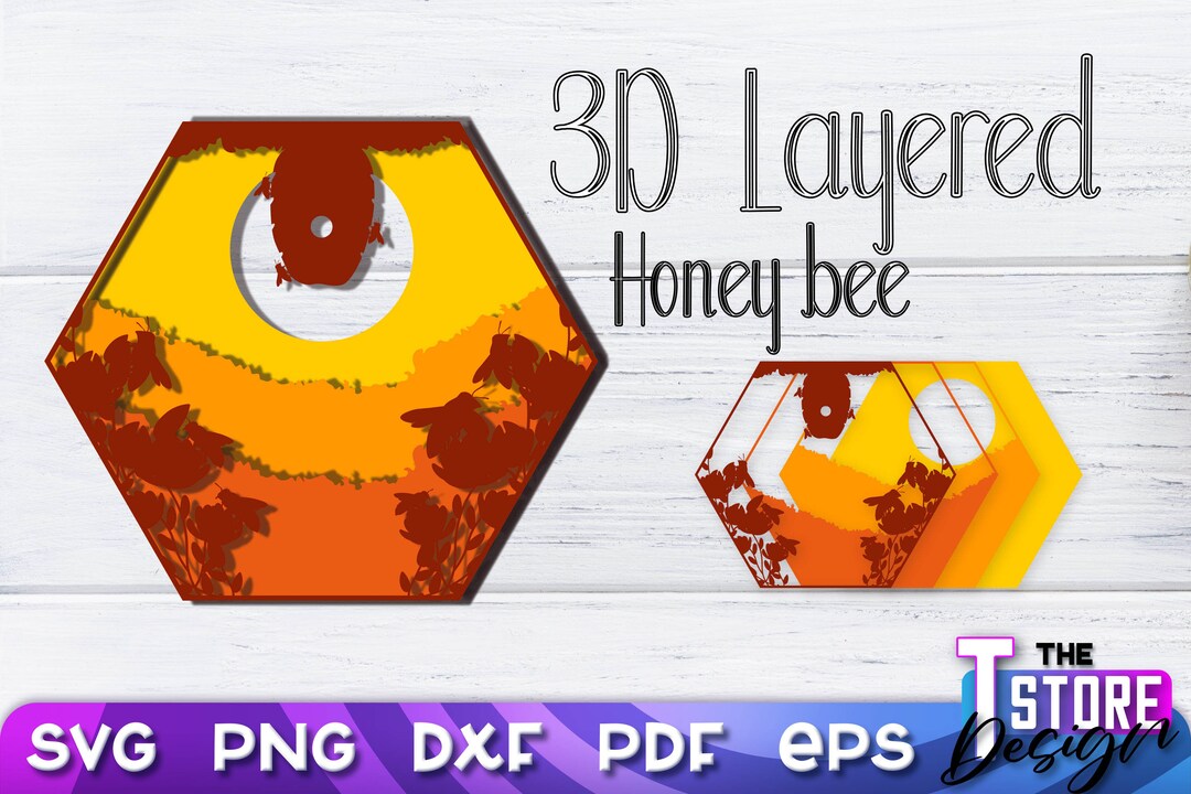 3D Layered Honey Bee. Bee SVG. Multilayered SVG Cut File V.2 - Etsy