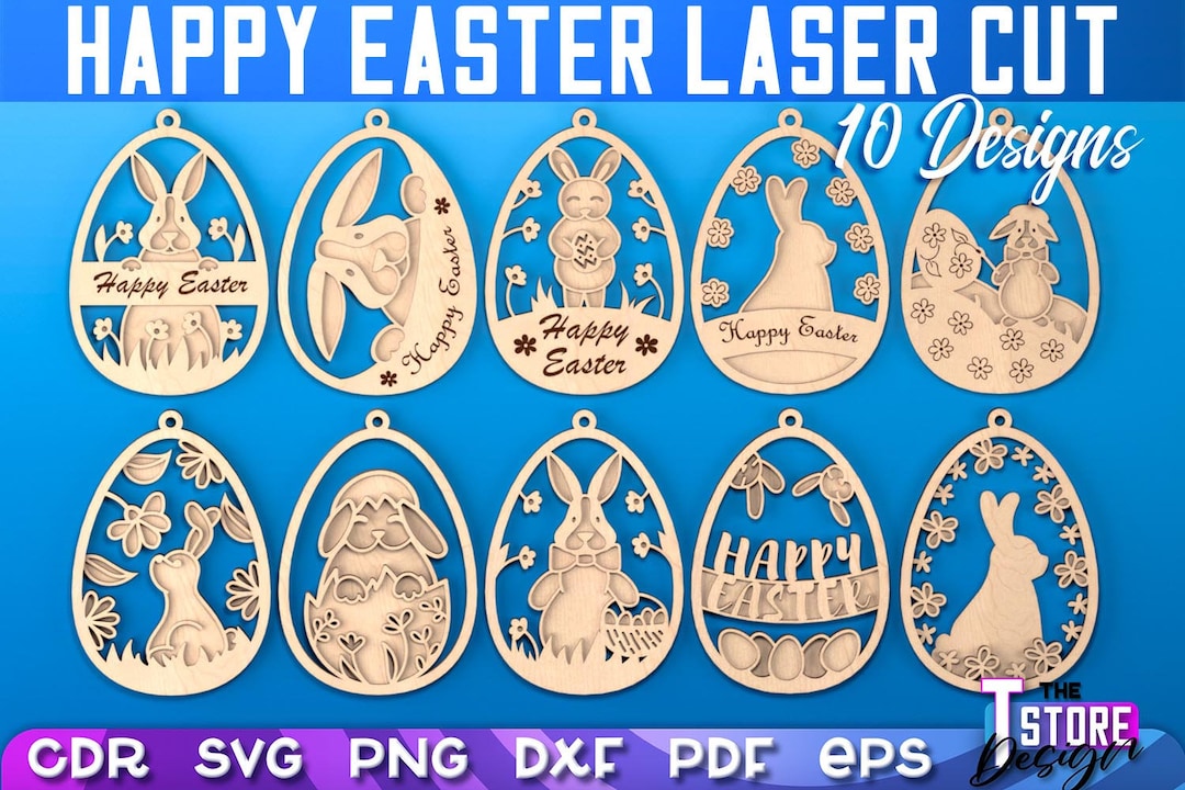 Happy Easter Laser Cut Eggs | Laser Cut SVG Bundle | CNC Files - Etsy