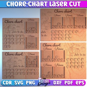 Chore Chart Laser Cut SVG Bundle | Chore Chart SVG Design | Laser Cut ...
