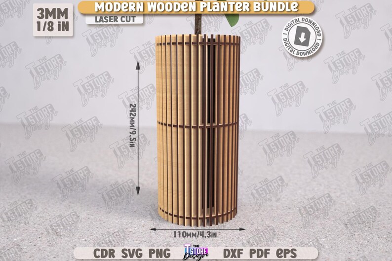 3d Modern Wood Planters Laser Cut Bundle, Boho Planter Box, Potted ...