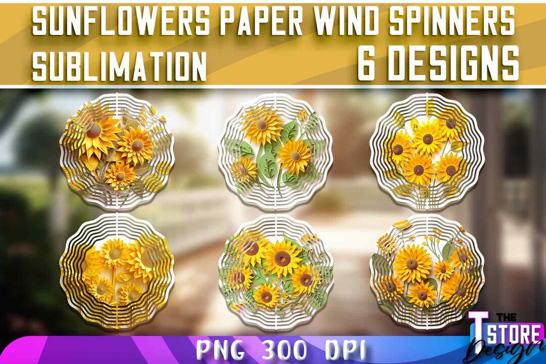 Sunflowers Paper Wind Spinner Sublimation Flowers Paper Quilling Wind ...