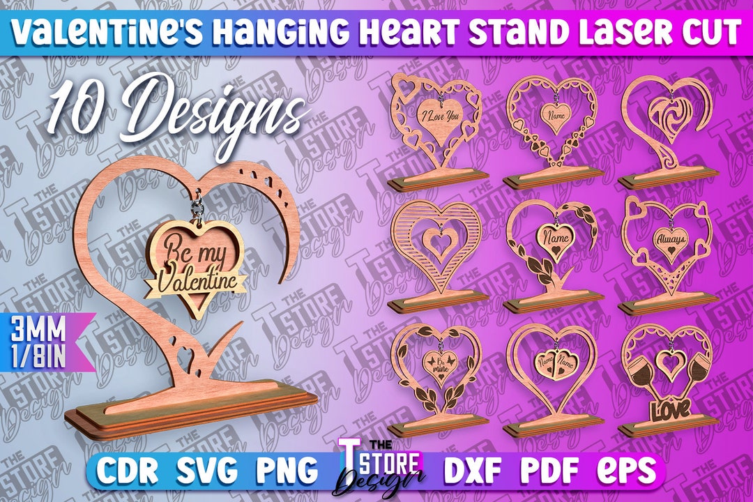 Valentine's Hanging Heart Stand Laser Cut | Heart Stand Laser Design ...