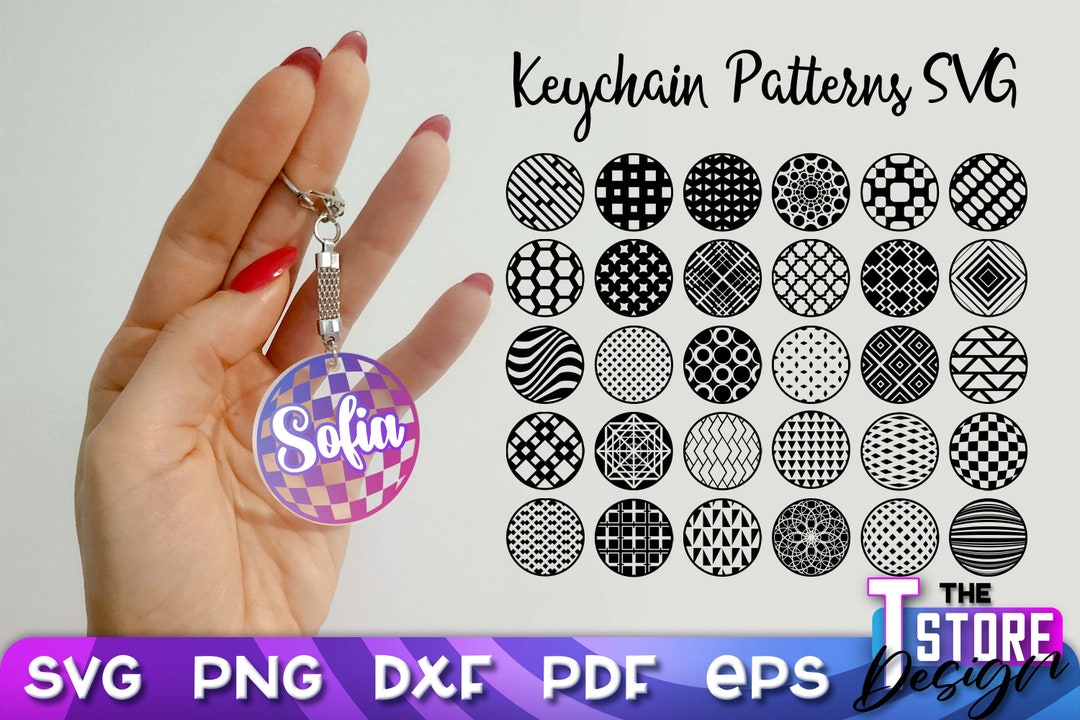Keychain Patters SVG. Round Acrylic Keychain Bundle SVG - Etsy