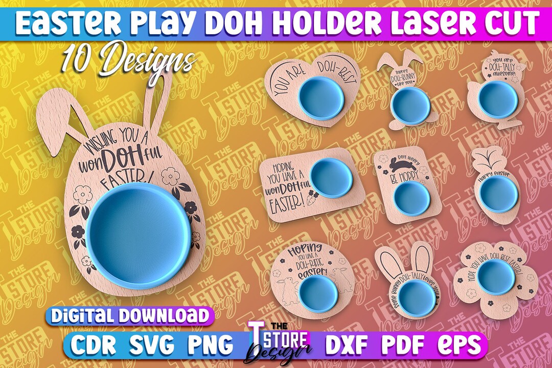 Easter Play Doh Design, Easter Play Doh Holders Lasercut, Kids Easter ...