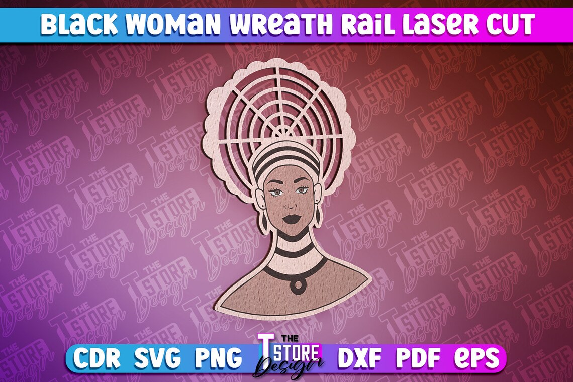 Wooden Diva Wreath Rail. Afro Head Rail. Black Woman Wreath Rail ...