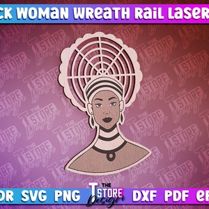 Wooden Diva Wreath Rail. Afro Head Rail. Black Woman Wreath Rail ...