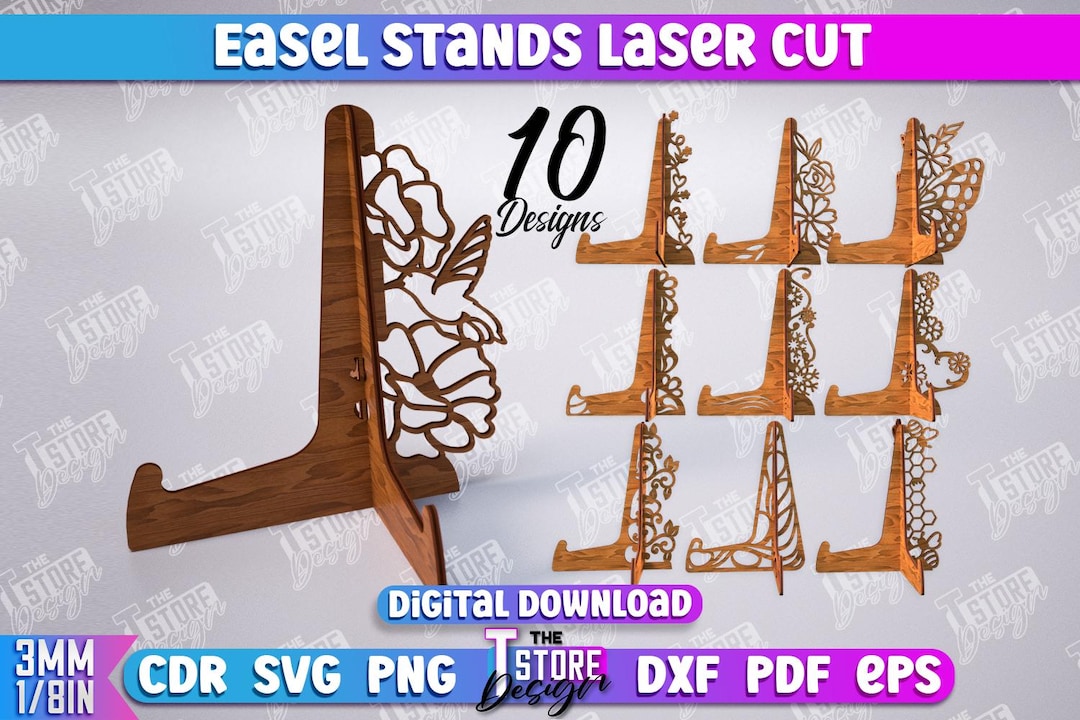 Easel Stands Laser Cut Bundle, 3D Display Stands, Easel Display Stands ...