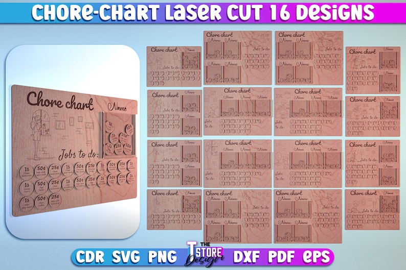 Chore Chart Laser Cut SVG Bundle Chore Chart SVG Design - Etsy