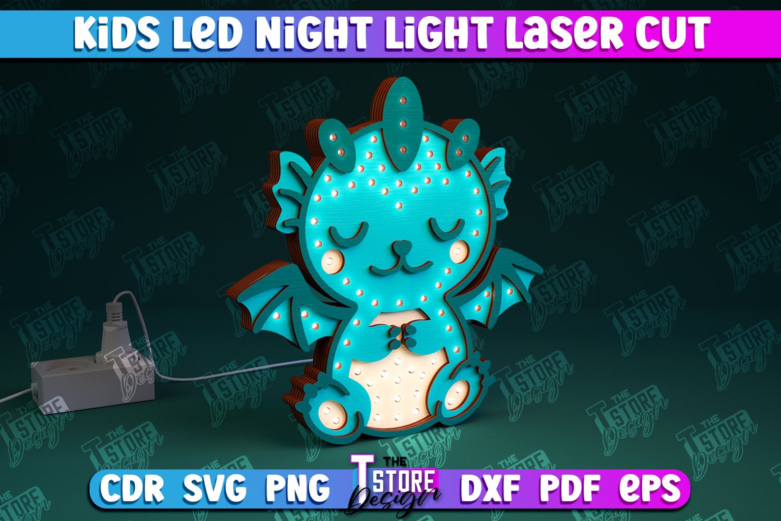 Kids Wooden Led Night Lamps Bundle | 3D Animals Led Light Box Lasercut ...