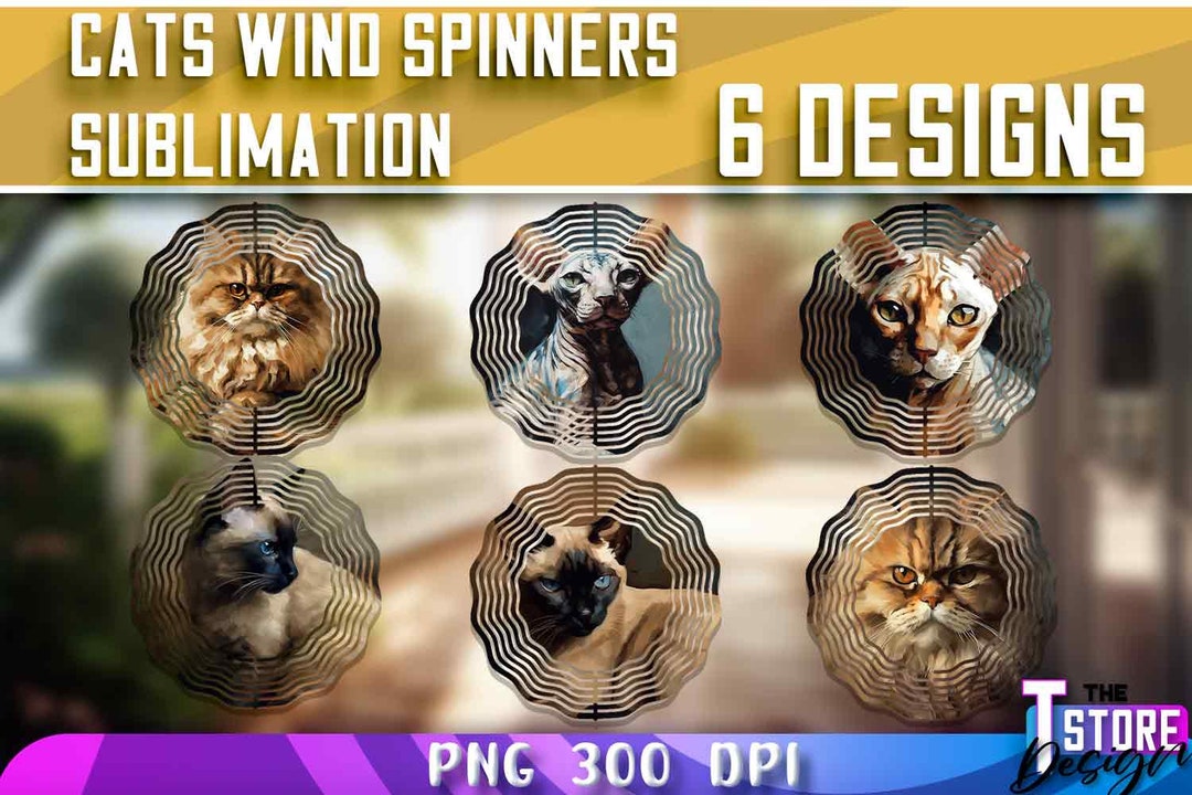 Cats Wind Spinners Sublimation Bundle Cat Wind Spinner PNG Design ...