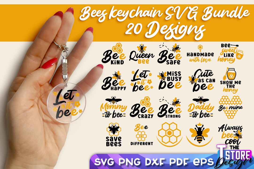 Honey Bees Keychain SVG Bundle Acrylic Keychain Bundle SVG - Etsy