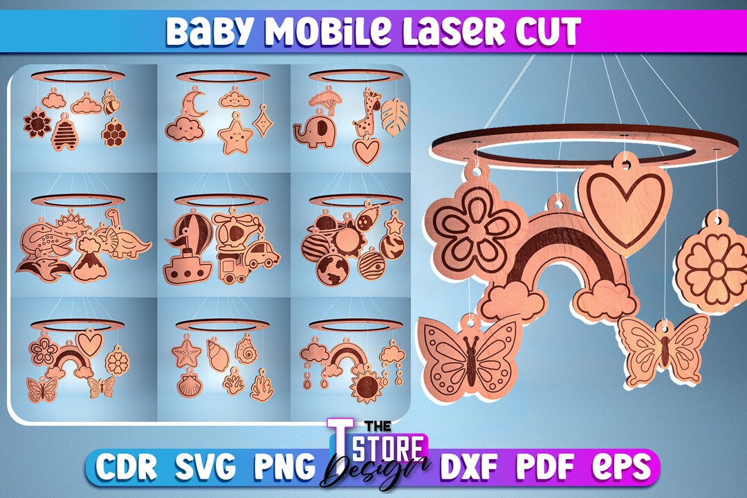 Baby Mobile SVG Laser Cut Bundle | Baby Mobile SVG Design | Laser Cut ...
