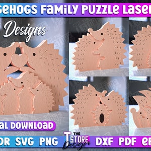Hedgehogs Family Puzzle Laser Cut | Love SVG Design | Family Love ...