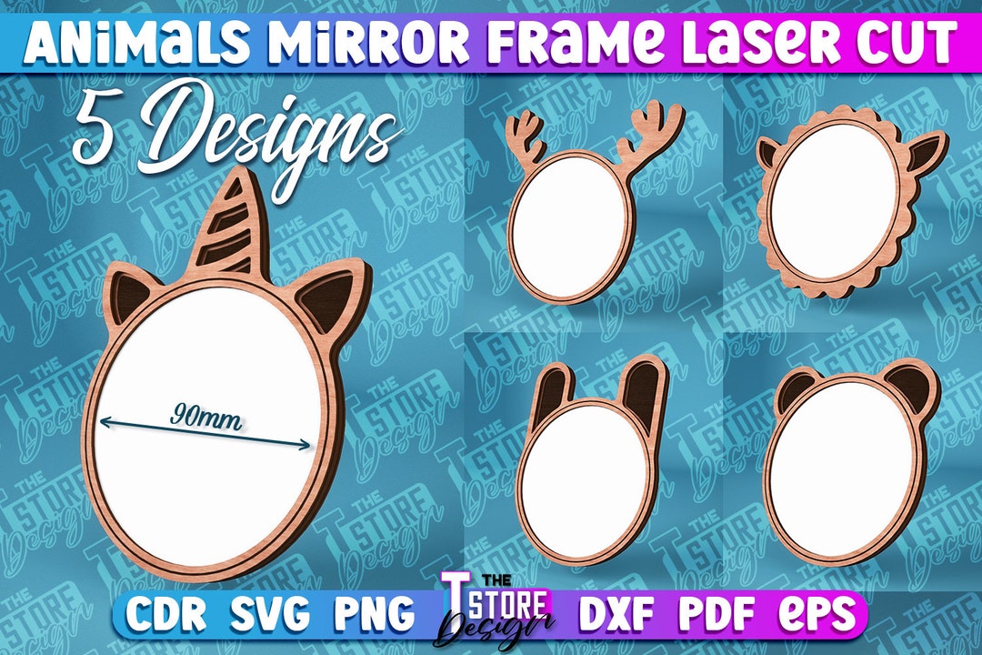 Animals Mirror Frame Laser Cut SVG Bundle | Mirror Frame Design | Funny ...