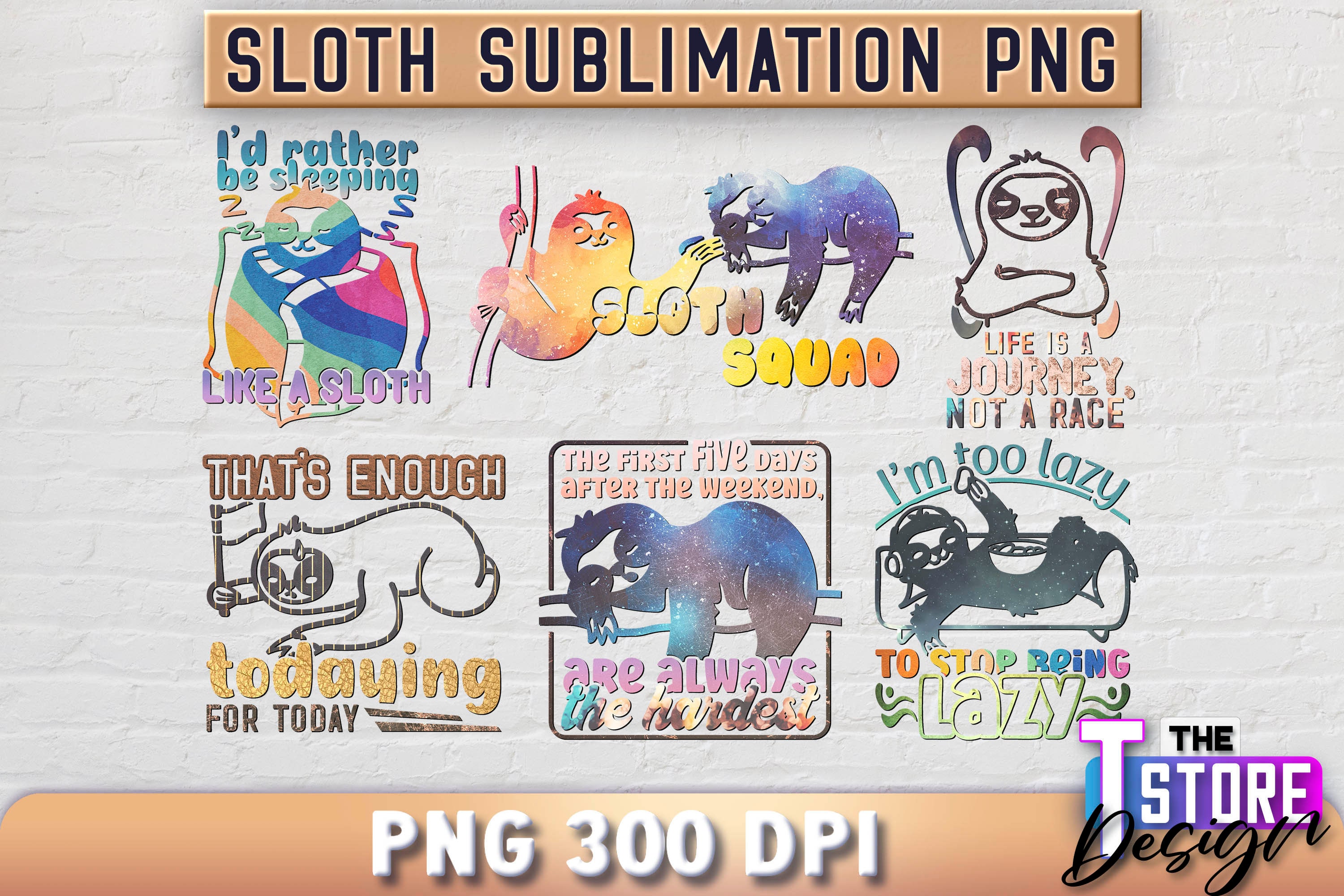 Sloth Sublimation PNG Bundle Sloth Quotes PNG Design V.2 - Etsy